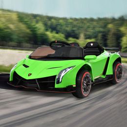 Merax Elektro-Kinderauto lamborghini veneno Sportwagen mit 2 Motoren, LED-Lichten und Bluetooth, Belastbarkeit 30 kg, Elektroauto, Kinderfahrzeug mit usb,