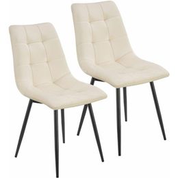 Esszimmerstühle Blanca 2er Set - Samt Stühle gepolstert - Stuhl für Esszimmer, Küche & Wohnzimmer - modern, belastbar bis 120 kg Beige - Juskys