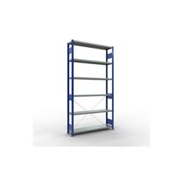 SCHULTE LAGERTECHNIK Schulte Fachbodenregal MULTIplus250 Stecksystem Grundregal HxBxT 250x130x30cm 6 Ebenen Fachlast 250kg Enzianblau/Verzinkt - Enzianblau/Verzinkt