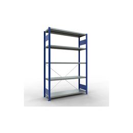 SCHULTE LAGERTECHNIK Schulte Fachbodenregal MULTIplus250 Stecksystem Grundregal HxBxT 200x130x40cm 5 Ebenen Fachlast 250kg Enzianblau/Verzinkt - Enzianblau/Verzinkt