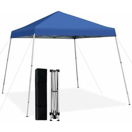 Costway 3x3 m Pop Up Faltpavillon, UV-Schutz 50+, 3-stufig höhenverstellbar, Gartenpavillon mit Tragetasche, für Strand, Camping, Markt Blau