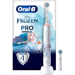Oral-B Elektrische Zahnbürste Pro Junior, Aufsteckbürsten: 2 St., Drucksensor, weiß