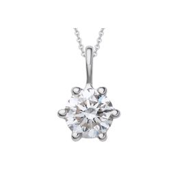 ONE ELEMENT Kette mit Anhänger 0.25 ct Diamant Brillant Anhänger aus 585 Weißgold, Damen Schmuckset - Set mit verstellbarer Halskette, silberfarben