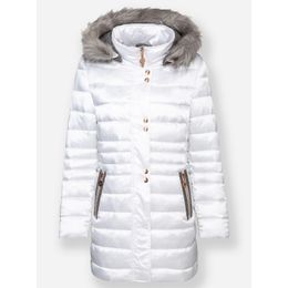 WITT Damen Steppjacke mit Pelz-Imitat, wei&szlig;, Gr&ouml;&szlig;e 38