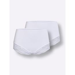w&auml;schepur w&auml;schepur Damen Hipster mit M&auml;usez&auml;hnchen-Borte, wei&szlig;, Gr&ouml;&szlig;e 36/38