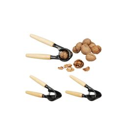 Relaxdays Nussknacker Nussknacker mit Holzgriff 3er Set