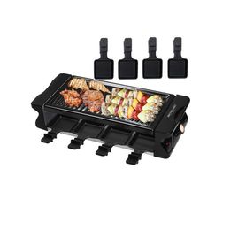 KESSMANN Raclette Raclette Grill mit Pfännchen elektrisch 8 Personen Inkl. 8 Spachteln &