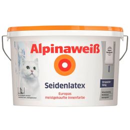 Alpina Latexfarbe Alpinaweiß Seidenlatex 5 Liter Weiß Seidenglänzend