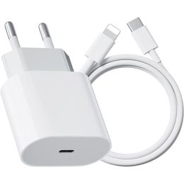 Futurea iPhone Ladekabel Ladeset Kabel 1m USB-C Lightning mit 20W Ladestecker USB-Ladegerät (100cm Lightning Kabel iPhone Ladekabel