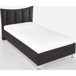 Polsterbett, schwarz, B:110cm L:210cm, Bezug Bett: Microfaser (100% Polyester);Bonnell-Federkernmatratze: Mischgewebe (51% Polyprophlen, 39% Polyester, 10% Baumwolle);Kaltschaummatratze: Frottee (100% Polyester), Bezug abnehm- und waschbar bis 60C, Westfalia Schlafkomfort, Betten, Polsterbett