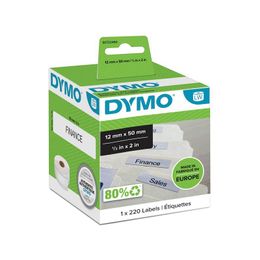 Dymo Original LabelWriter Etiketten für Hängemappen | 12 mm x 50 mm | Rolle mit 220 leicht ablösbaren Etiketten | selbstklebend | für LabelWriter Etikettendrucker und Beschriftungsgerät