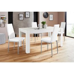 Inosign Essgruppe Lynn160/Brooke, (Set, 5-tlg), Tisch mit 4 Stühlen, weiß
