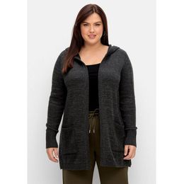 sheego Longstrickjacke Große Größen mit Wolle und Kaschmir, schwarz