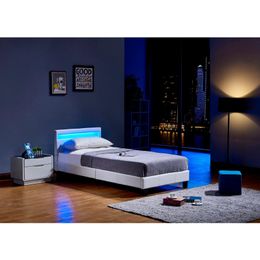 Home Deluxe LED Bett Astro inkl. Matratze versch. Größen und Farben - Weiss