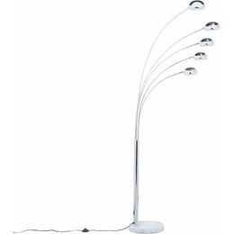 Beliani Stehlampe Silber Metall 210 cm 5-flammig Marmorfuß verstellbare Schirme langes Kabel mit Schalter Bogenlampe Industrie Look - Schwarz