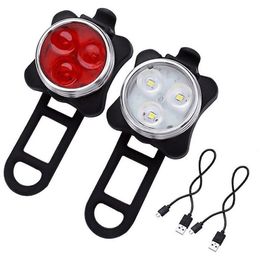 Outdoor Fahrrad Wasserdicht Cob 3 Led USB Wiederaufladbar 4 Modi Fahrrad Nacht Ridefront Kopf Lampe & Hinten