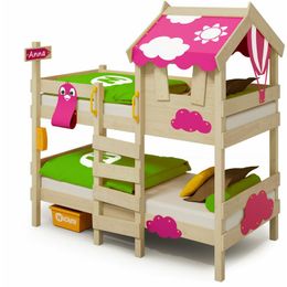 Kinderbett Etagenbett CrAzY Daisy mit Rutsche Hochbett, 90 x 200 cm Hausbett - pink - Wickey