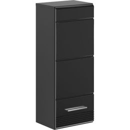 Hängeschrank 0 Schwarz Hochglanz Badschrank Modern - 30x77x23 cm (BxHxT) - Wandschrank Badezimmermöbel - [Eleano.four] Bad Badezimmer - Schwarz