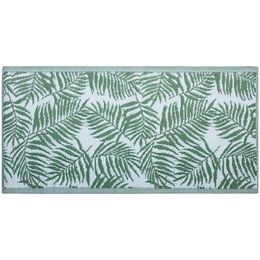 Beliani Teppich Dunkelgrün 90 x 150 cm Zweiseitige Outdoor-Matte mit Palmen-Muster Modernes Design - Weiß