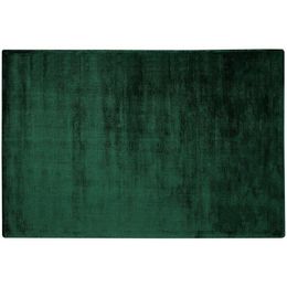 Beliani - Teppich Dunkelgrün Viskose 140x200 cm Kurzflor Rechteckig mit Baumwoll-Unterseite skandinavischer Stil - Grün