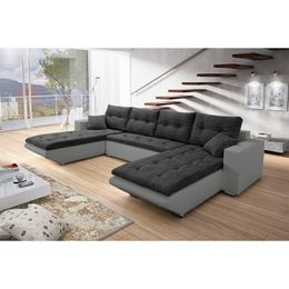 Wohnlandschaft Sofa nino xl mit Schlaffunktion Grau-Schwarz