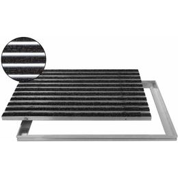 Eingangsmatte 100x50 Rips anthrazit mit alu Rahmen Fußmatte Türmatte Abstreifer Schuhabstreifer - Aco