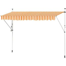 Markise Klemmmarkise Einziehbar Balkonmarkise Gelenkmarkise Sonnenschutz Manuell Kurbel Orange Weiß 400 cm Kingpower