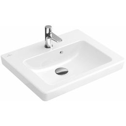 Villeroy & Boch Handwaschbecken Subway 73155G 500x400mm, 1 Hahnloch, mit Überlauf, Farbe: Weiß - 73155G01 - Villeroy&boch