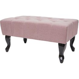 HHG Ottomane Chesterfield Oxford, Sitzhocker Fußablage Hocker, wasserabweisend Stoff/Textil 39x77x47cm vintage rosa - pink