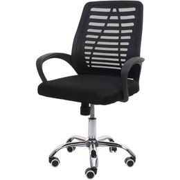 HHG - Bürostuhl 203, Schreibtischstuhl Computerstuhl, ergonomische Rückenlehne, Netzbezug Stoff/Textil schwarz - black