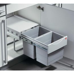 Küchen Mülleimer, Einbau 40 cm Schrank, Abfalleimer 2x18 Liter - Grau - Hailo