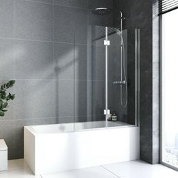 Boromal - 100x140 Badewannenaufsatz Badewannenfaltwand 2-teilig Duschwand Faltbar für Dusche Sicherheitsglas Duschabtrennung