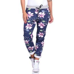 Mississhop Chinohose Damen Hose Blumen Jogginghose Baumwolle gemustert M. 287