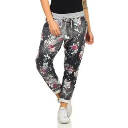 Mississhop Chinohose Damen Hose Blumen Jogginghose Baumwolle gemustert M. 287