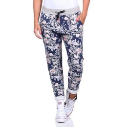 Mississhop Chinohose Damen Hose Blumen Jogginghose Baumwolle gemustert M. 287