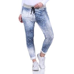 Mississhop Chinohose Damen Hose Blumen Jogginghose Baumwolle gemustert M. 287