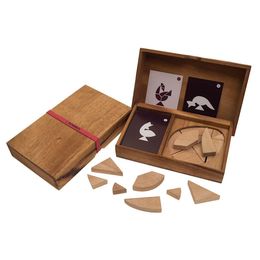 ROMBOL Denkspiele Spiel, Legespiel Varianten des Tangram für 2 Personen aus Holz