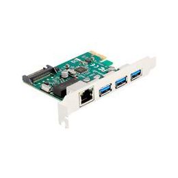 Delock PCI Express x1 Karte zu 3 x USB 5 Gbps Typ-A Buchse + 1 x Gigabit LAN, Controller