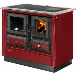 Justus Festbrennstoffherd Rustico-90 2.0, 7,2 kW, Zeitbrand, rot