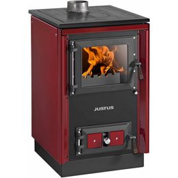 Justus Festbrennstoffherd Rustico-50 2.0, 7 kW, Zeitbrand, rot
