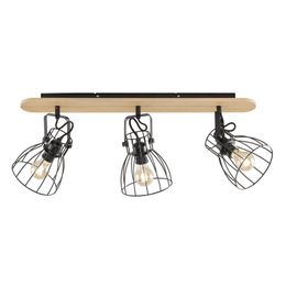 Fischer und Honsel FISCHER & HONSEL Deckenlampe Die in Holzoptik mit 3 Käfigschirmen