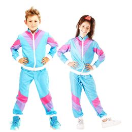 buttinette 80er-Jahre-Trainingsanzug für Kinder, hellblau
