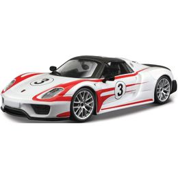 Bburago Sammlerauto Racing Porsche 918 Spyder, Weissach, Maßstab 1:24, weiß