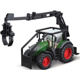 Bburago Spielzeug-Traktor Farmland, FENDT Vario 1050 mit Holzlader, grün