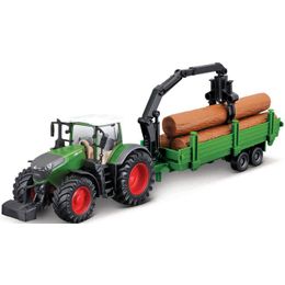 Bburago Spielzeug-Traktor Farmland, FENDT Vario 1050 mit Holztransporter, grün