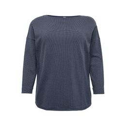 sheego Große Größen: Sweatshirt mit Ringeln in Strukturqualität, marine, Gr.56/58