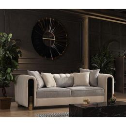JVmoebel 3-Sitzer Weißer Dreisitzer Couch Modernes Edelstahl Design Wohnzimmermöbel