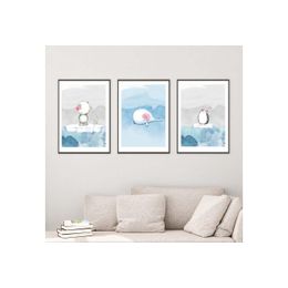 WANDKIND Poster Kinderzimmer Poster 3er Set Premium P713 / Antarktis