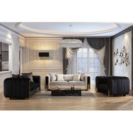 JVmoebel Wohnzimmer-Set Moderne Sofagarnitur 2x Dreisitzer + Sessel Polstermöbel 3tlg