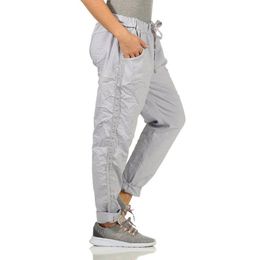 Mississhop Jogginghose Damen Hose Baumwollhose mit Seitlichen Silberstreifen M.348